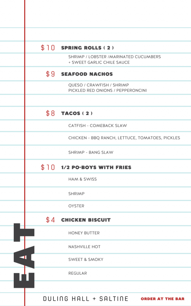 Duling Hall Menu - Saltine