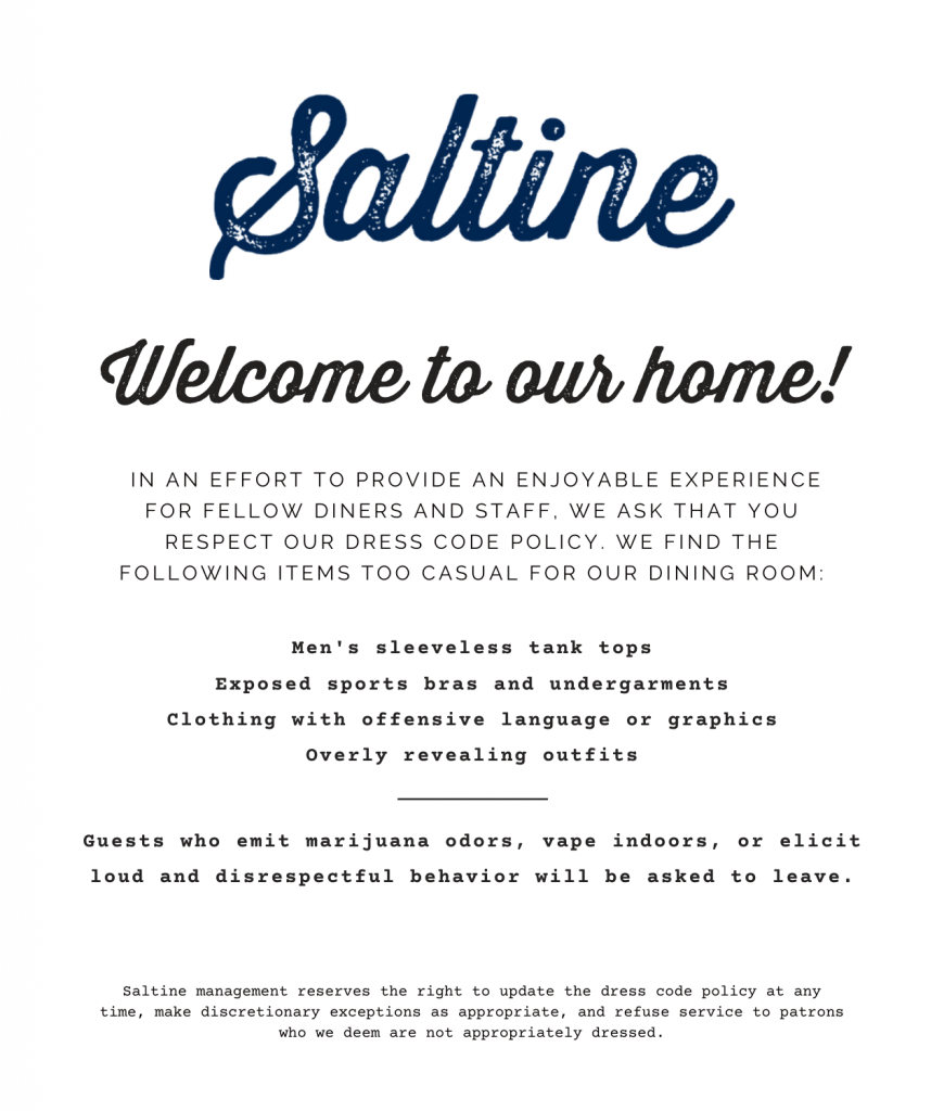 Dress Code Policy - Saltine